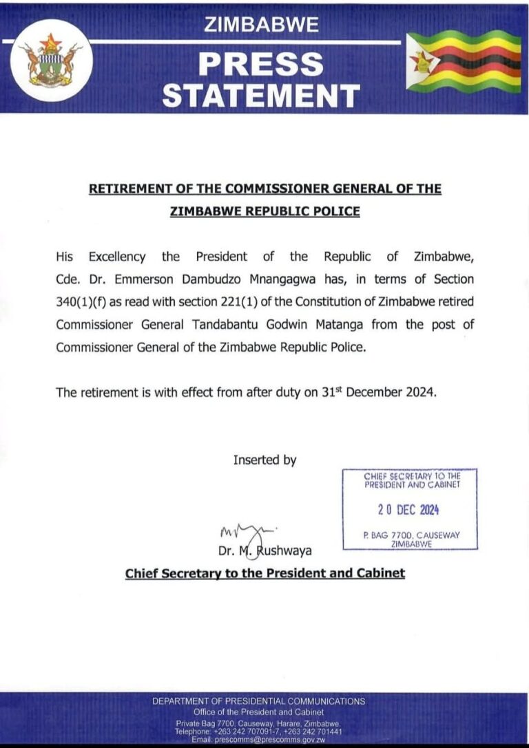 Mnangagwa Ally Takes Over Police - NewsHawks